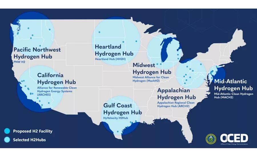 Three US Hydrogen Hubs Gain First Tranche of DOE Funding Millions ...