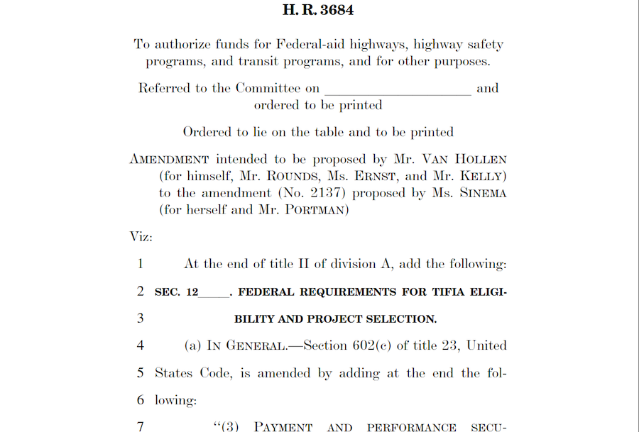 Infrastructure Bill Amendment Would Expand Surety Mandate to TIFIA ...